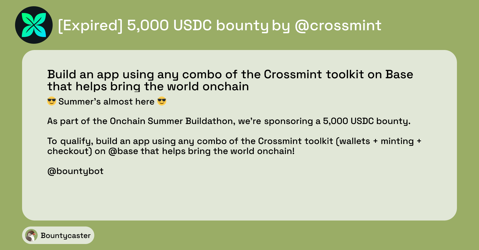 5000 USDC bounty by @crossmint | Bountycaster