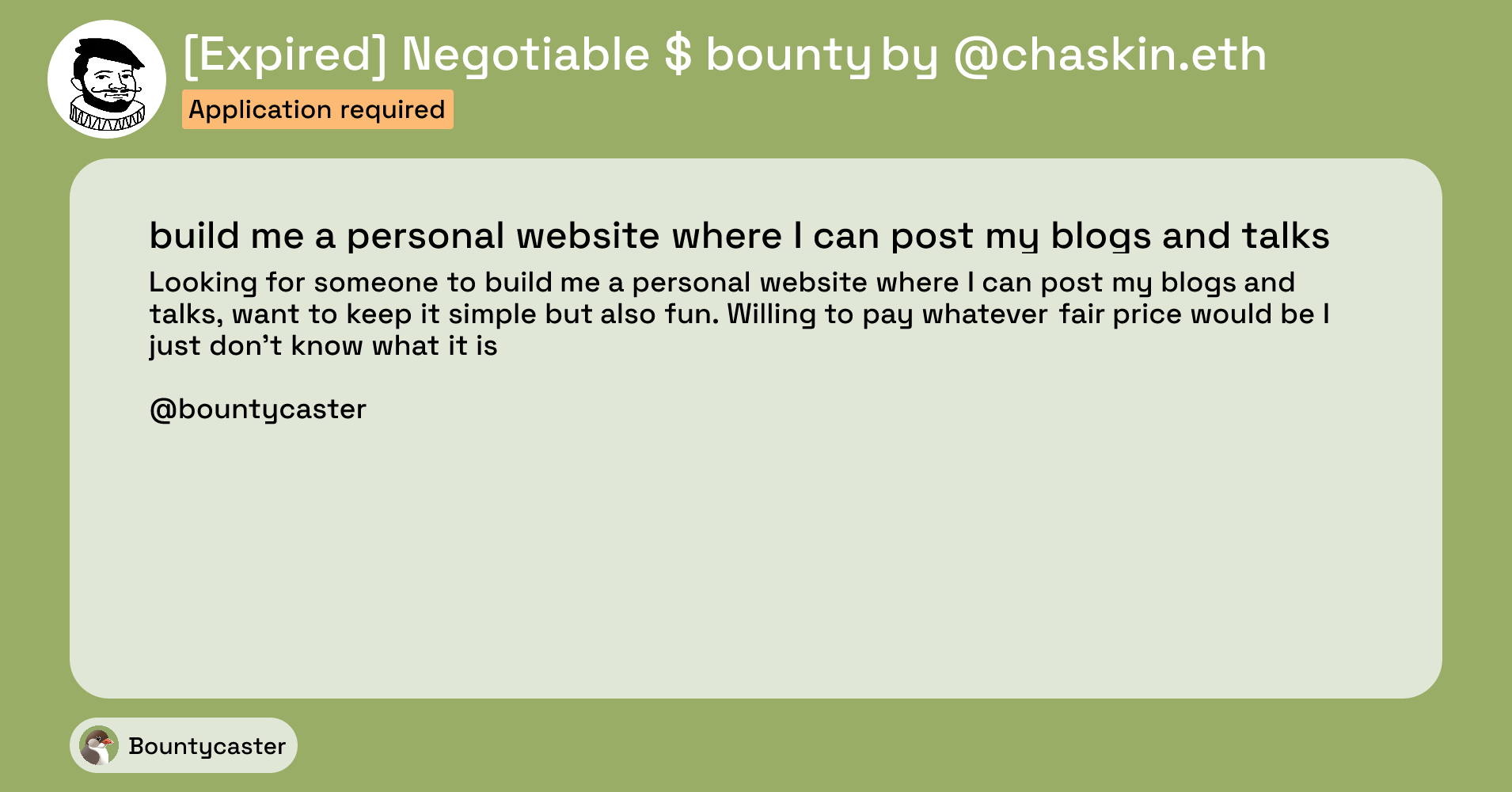 Negotiable bounty by @chaskin.eth | Bountycaster